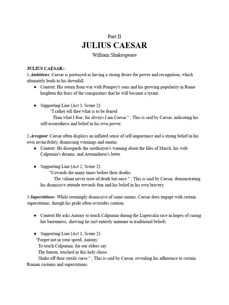 Character Analysis in Julius Caesar | PDF | Mark Antony | Julius Caesar