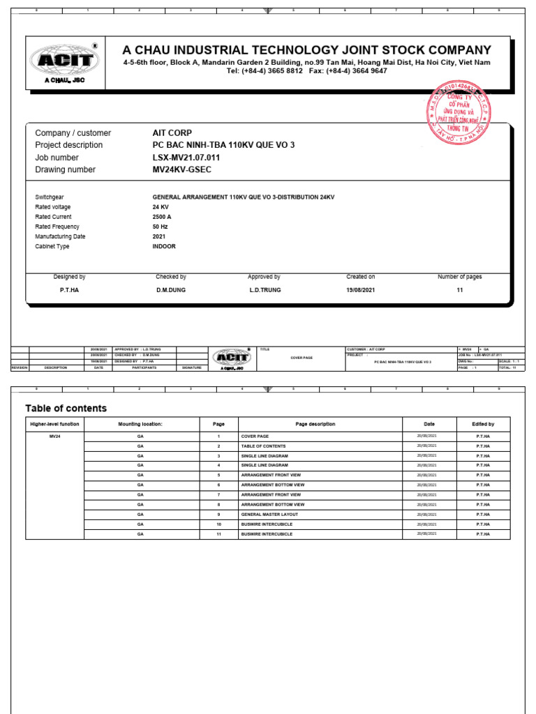 Mv.21.07.011-Ait Corp- Ncs 04tba110kv- Tba 110kv Que Vo 3 - 24kv -Bvtđ.rev1_pd | PDF ...