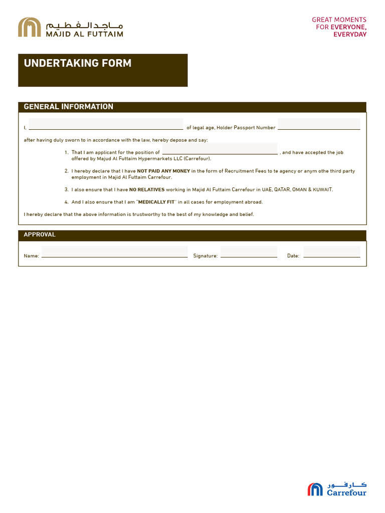 Employment Declaration Undertaking Form | PDF