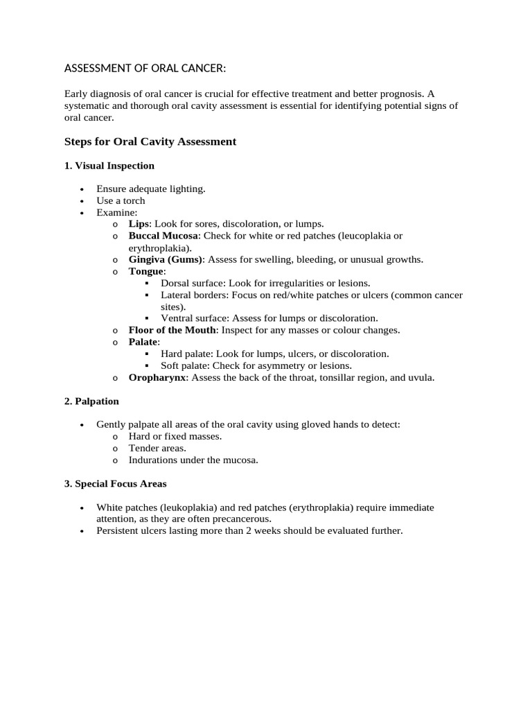 Assessment of Oral Cancer | PDF