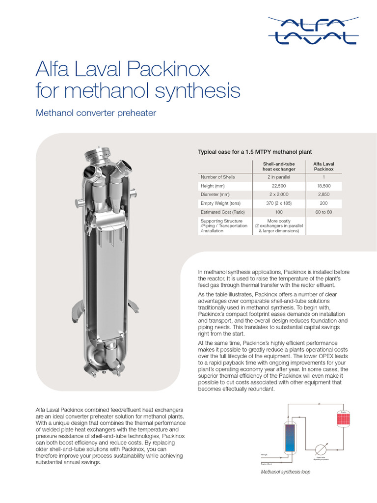 Alfa Laval Packinox Methanol Synthesis Product Leaflet en | PDF | Heat ...