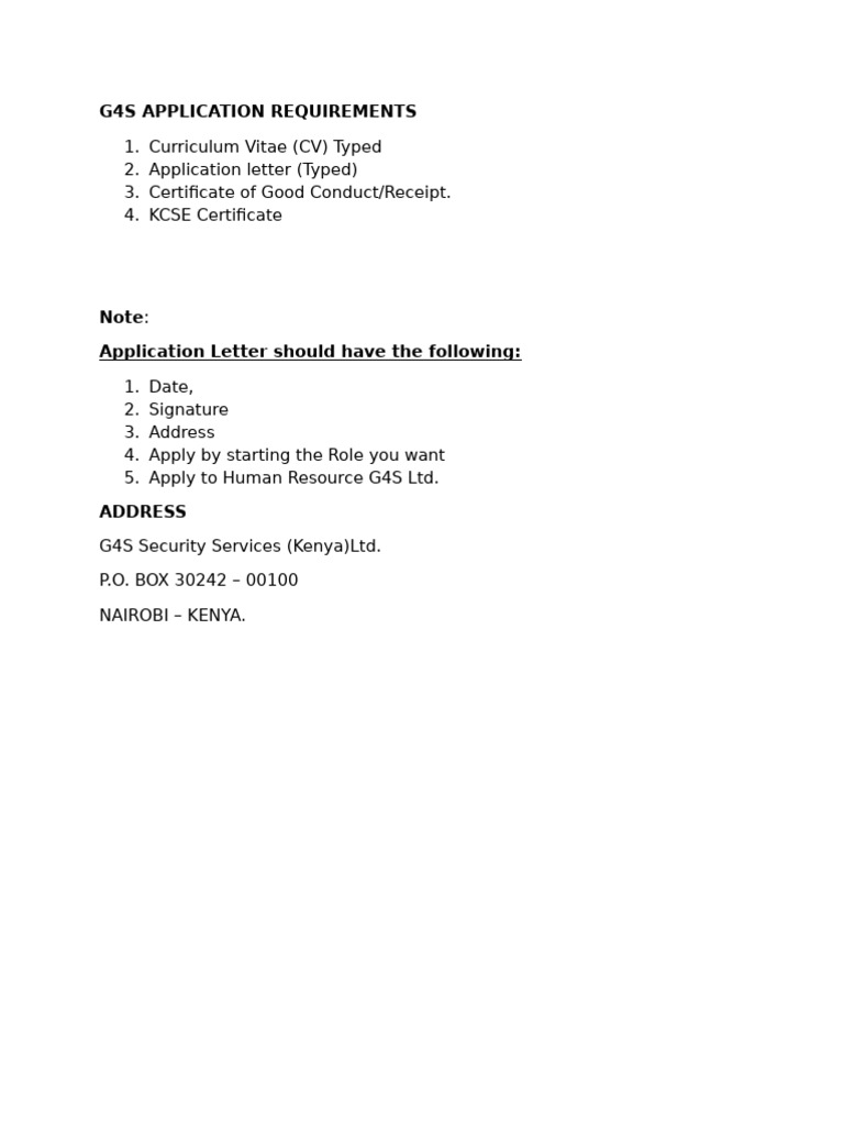 G4S Job Application Requirements | PDF