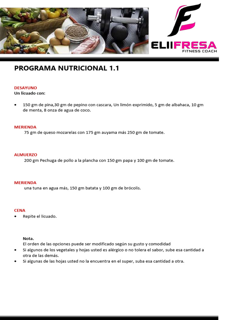 Programa Nutricional 1 1400 | PDF