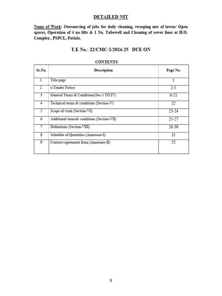 DNIT for PSPCL Cleaning Tender | PDF | Bankruptcy | Liquidation