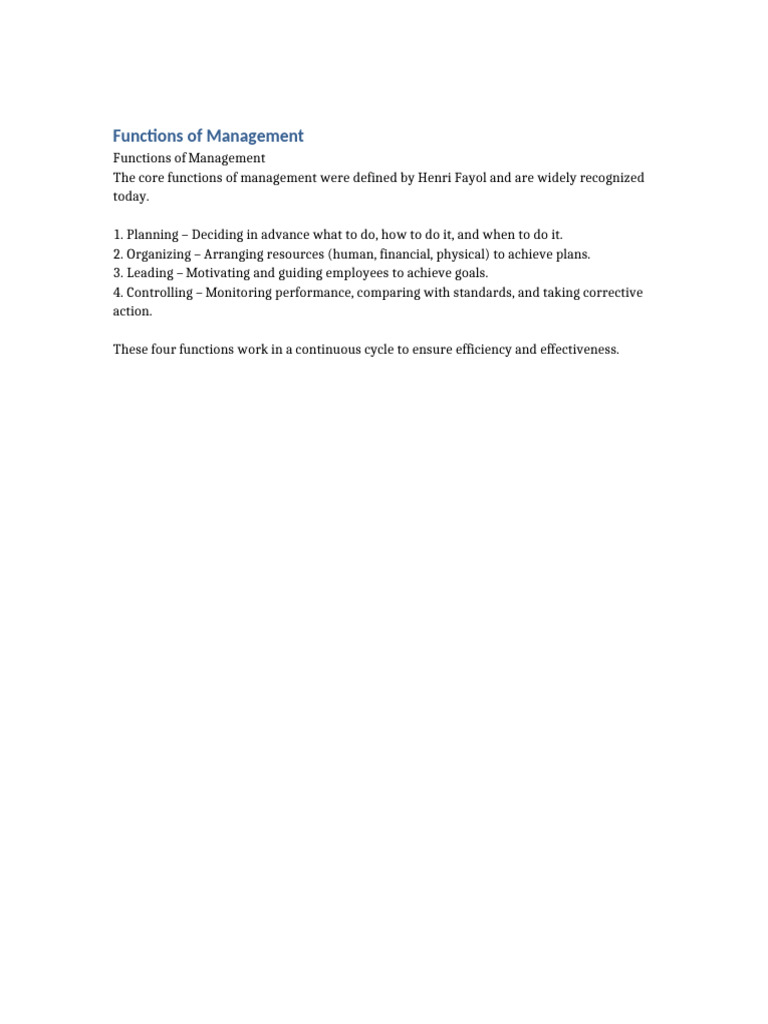 Functions of Management | PDF