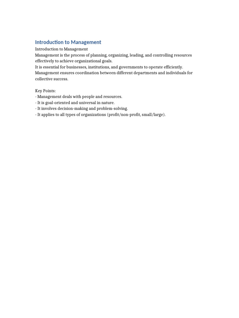 Introduction To Management | PDF