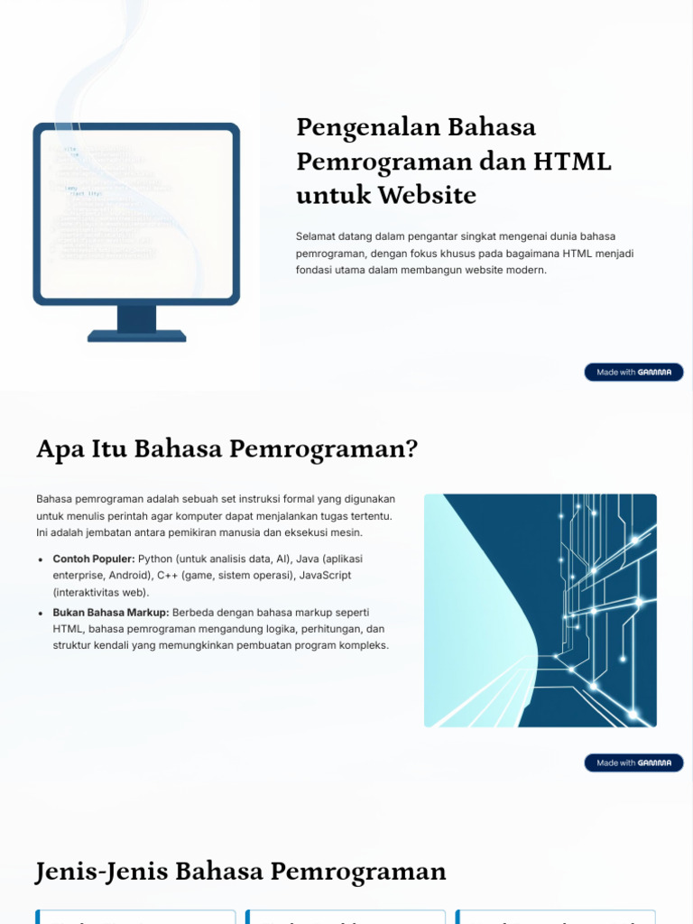 Pengenalan Bahasa Pemrograman Dan HTML Untuk Website | PDF