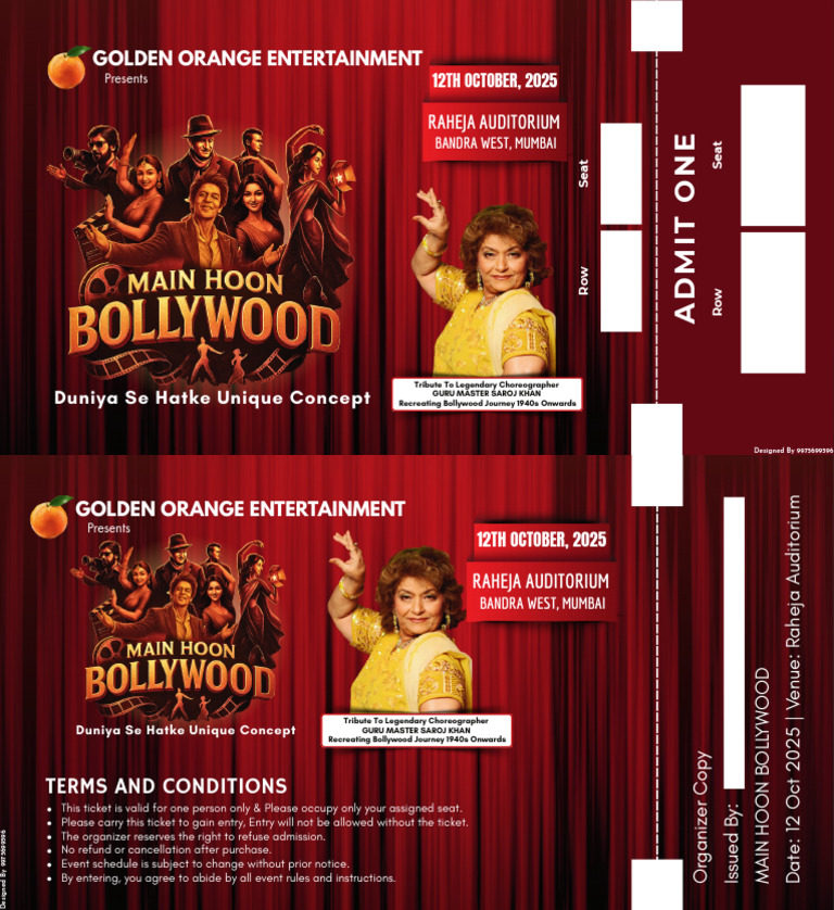 Main Hoon Bollywood Event Tickets-2 | PDF | Cinema Of India