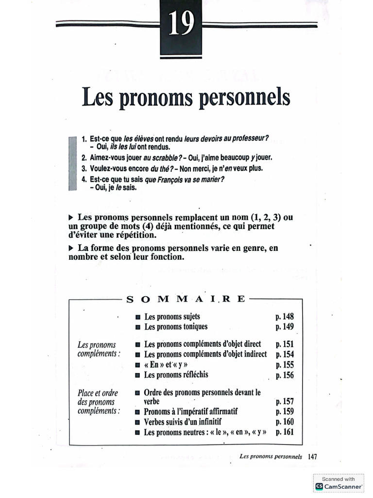 Les Pronoms Personnels | PDF
