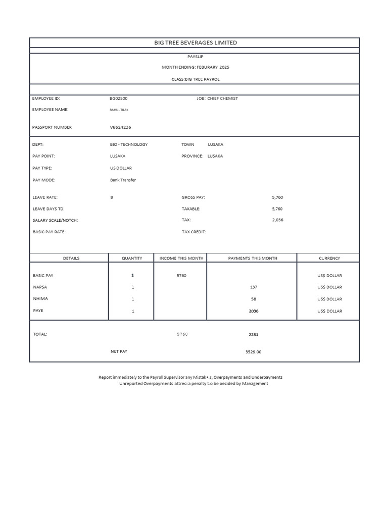 Sal Slip Bigtree Feb-July-Bank Transfer | PDF | Services (Economics) | Money