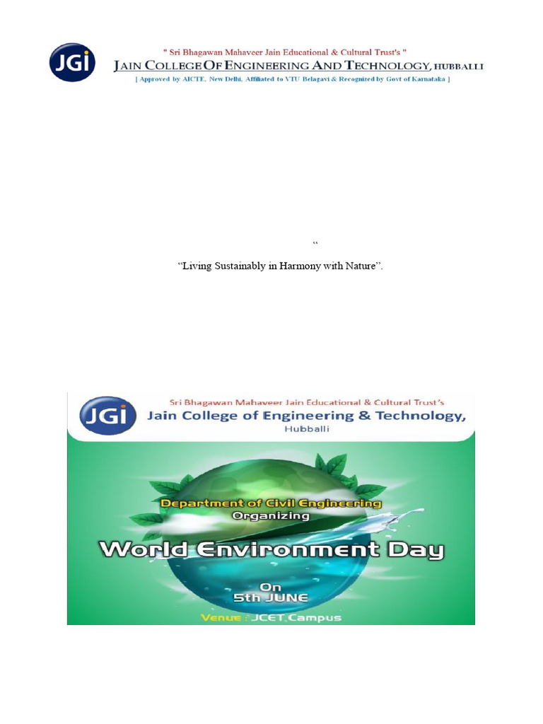 World Environment Day 2022 Celebration at JCET | PDF