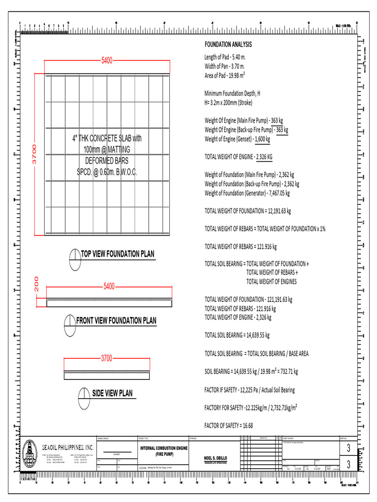 Fire Pump Foundation Design Details | PDF | Civil Engineering ...