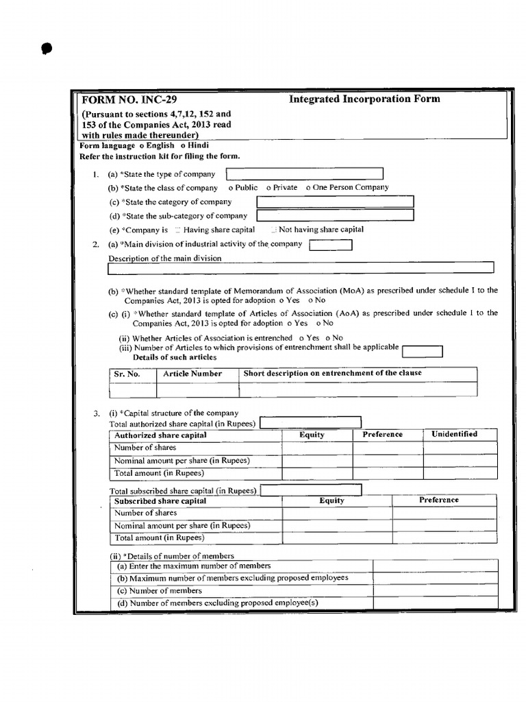 Form INC 29 | PDF