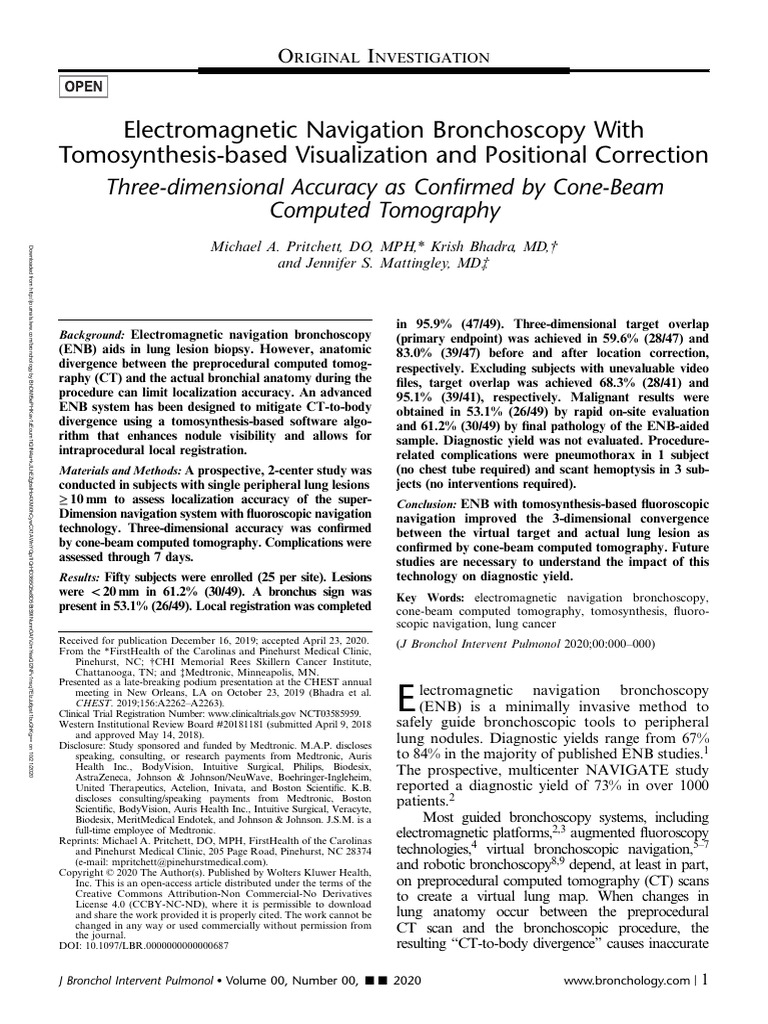 Electromagnetic Navigation Bronchoscopy With.99772 | PDF | Medical ...