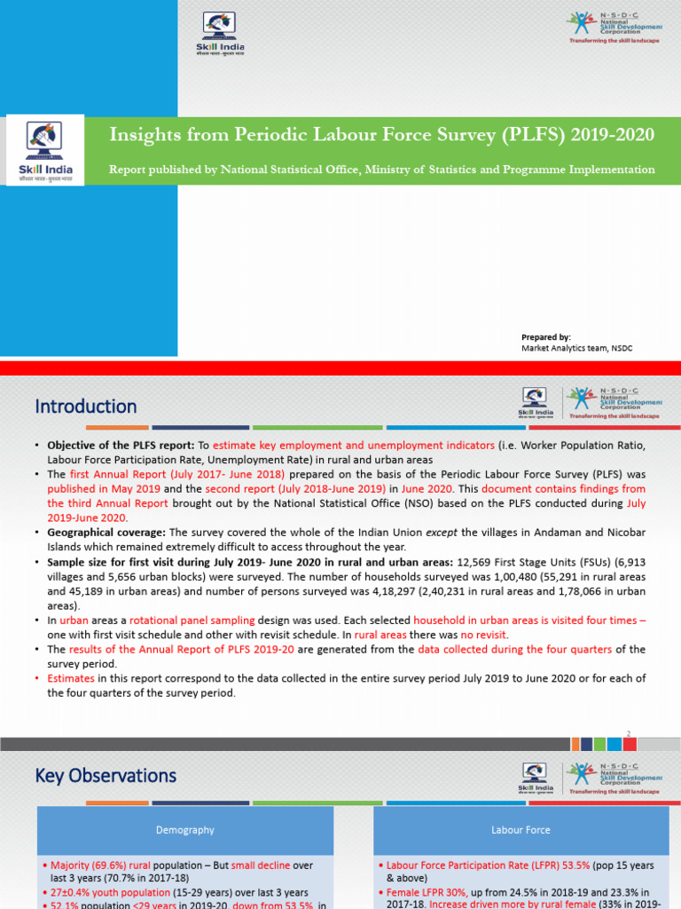 Insights From PLFS 2019-2020 | PDF | Unemployment | Workforce