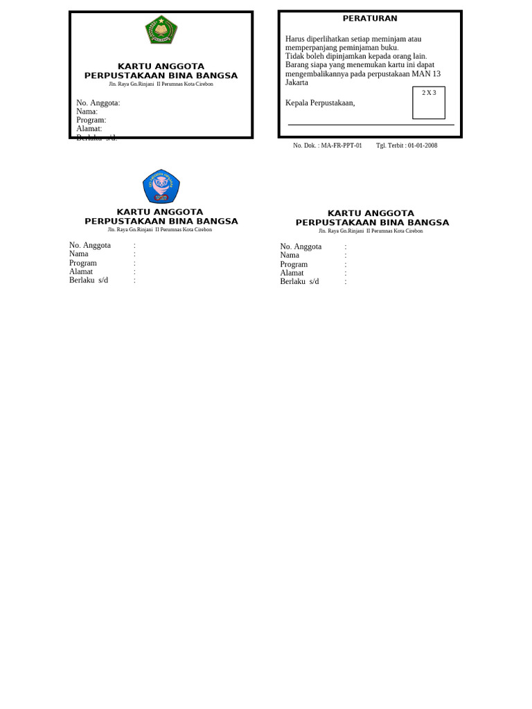 01 Kartu Anggota | PDF