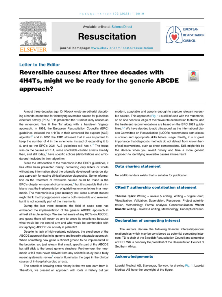 ABCDE Approach in Cardiac Arrest | PDF | Cardiopulmonary Resuscitation ...