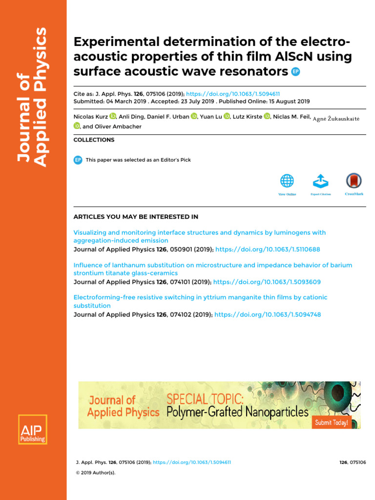 AlScN Electro-Acoustic Properties Study | PDF | Crystal Structure ...