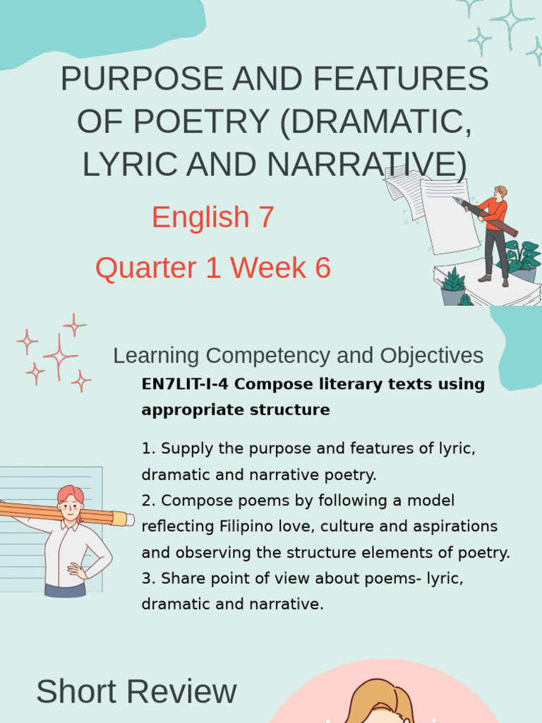 Features of Dramatic, Lyric, Narrative Poetry | PDF | Poetry | Narrative