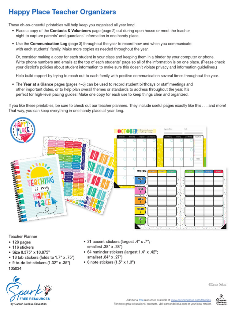 Free Teacher Organizer Printables | PDF