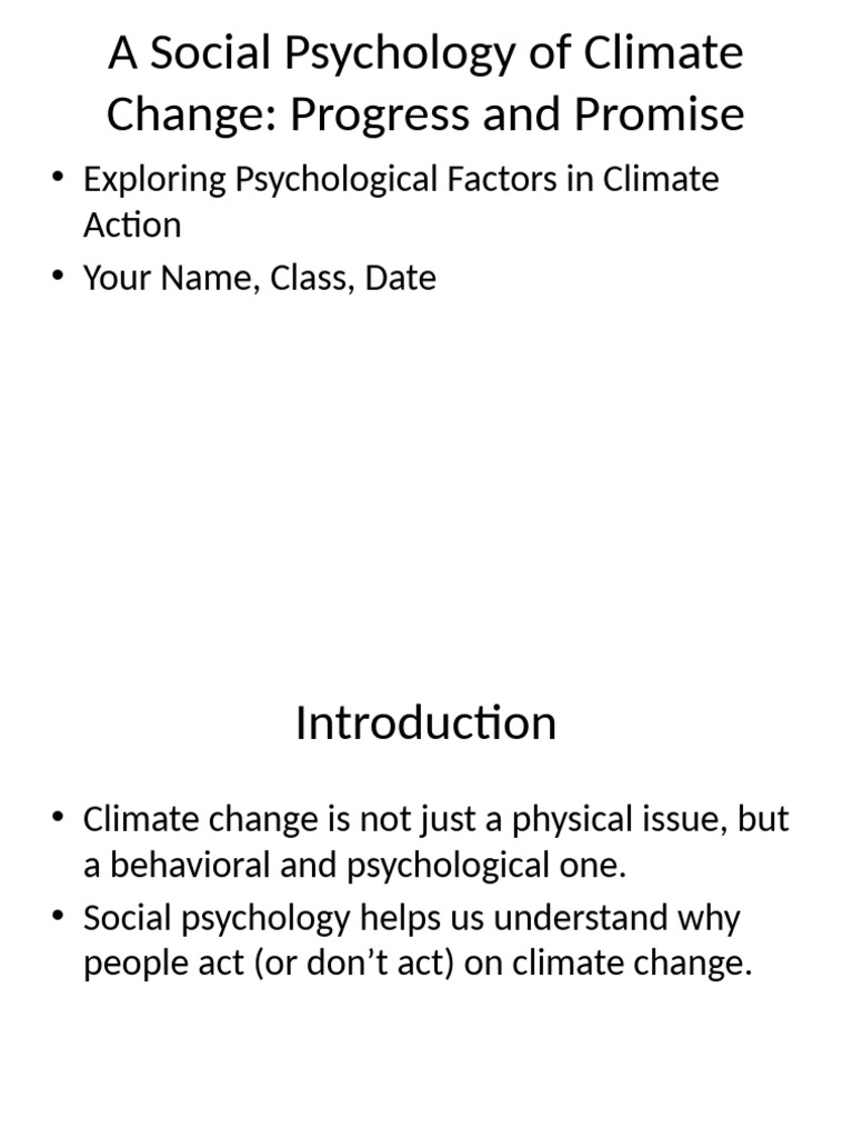 Social Psychology's Role in Climate Action | PDF