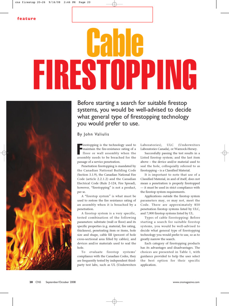 Cable Firestopping Systems Guide | PDF | Building Engineering