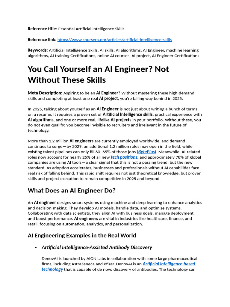 Essential Artificial Intelligence Skills | PDF | Artificial Intelligence | Intelligence (AI ...