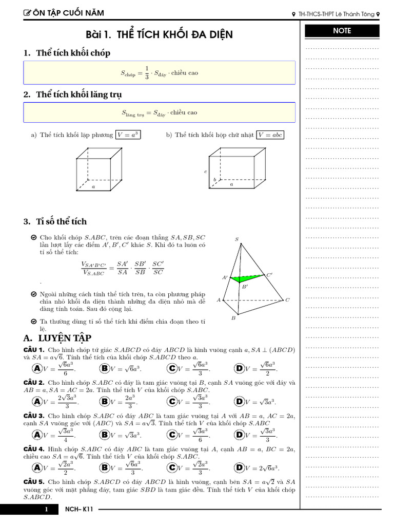 Thể Tích Khối Chóp | PDF