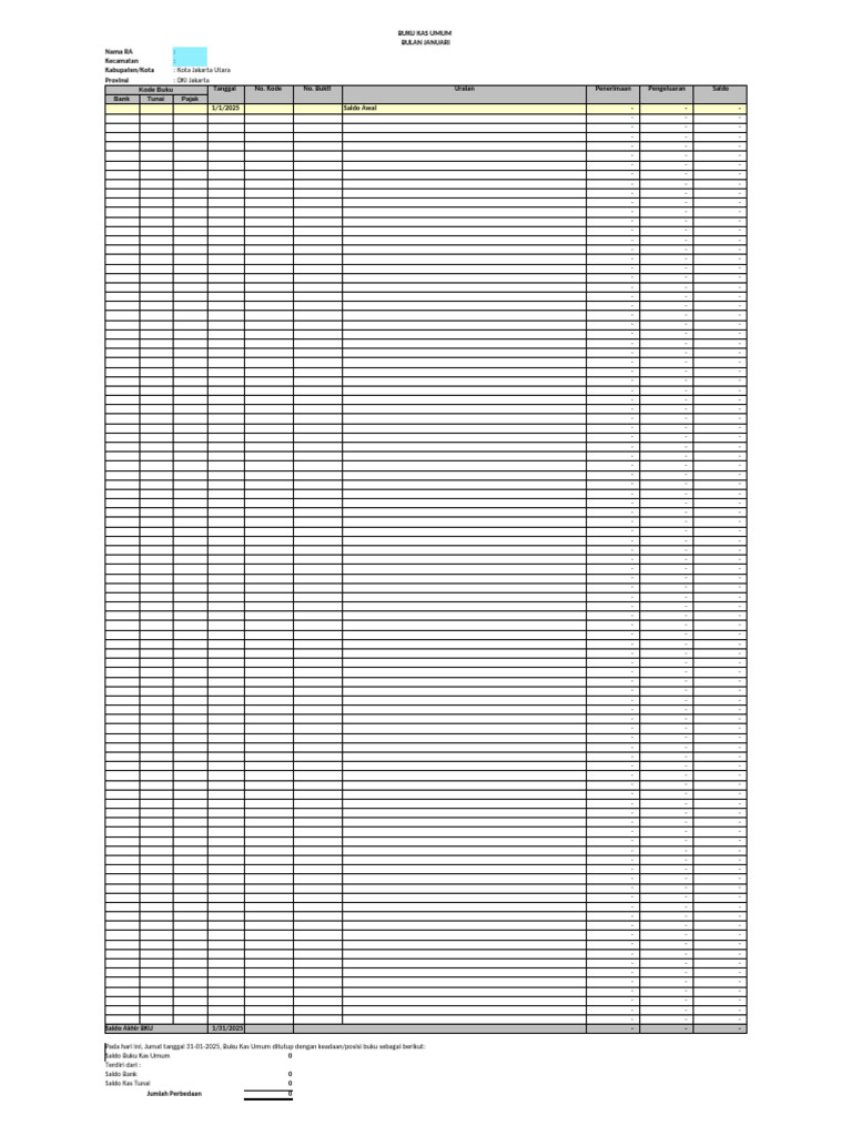 LPJ Format Excel 2025 - Kosong (Revisi) | PDF