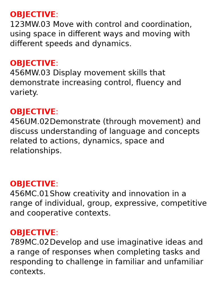PE Objectives | PDF