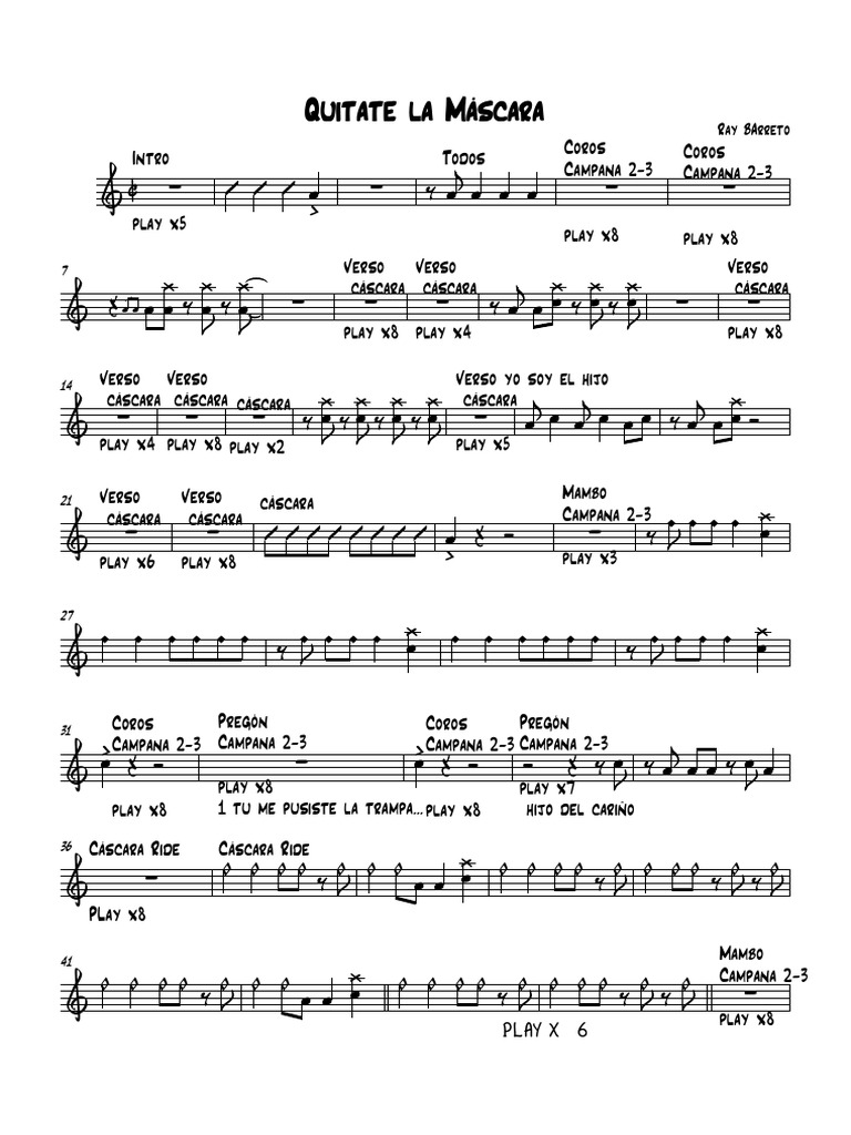 Quitate La Máscara - Partitura Completa | PDF