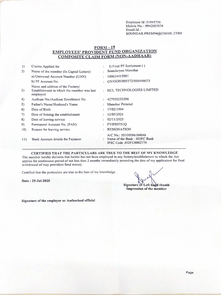 Form 19 | PDF