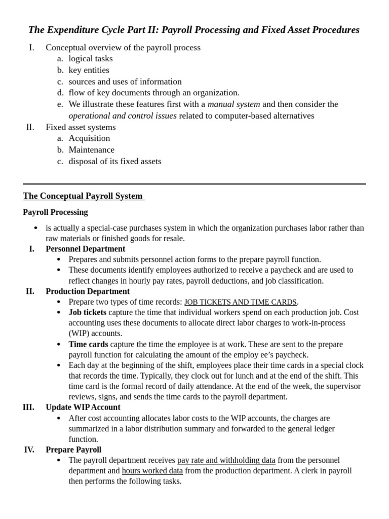 Chapter 6 - The Expenditure Cycle Part II | PDF | Depreciation | Payroll