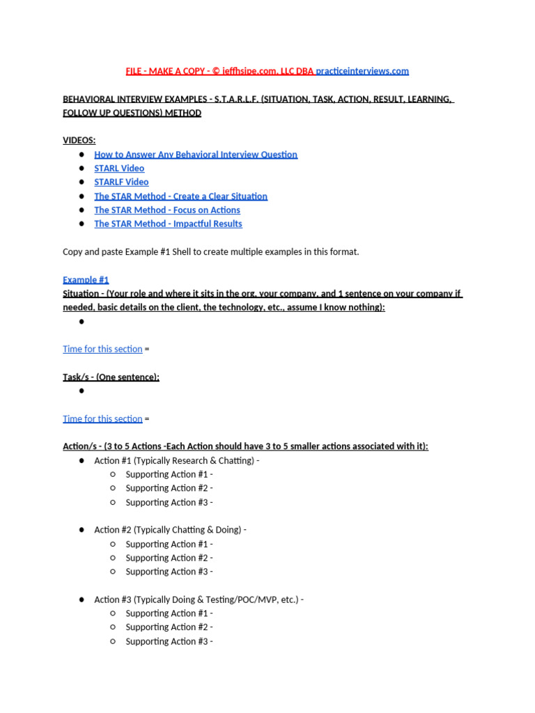 Behavioral Interview Examples | PDF