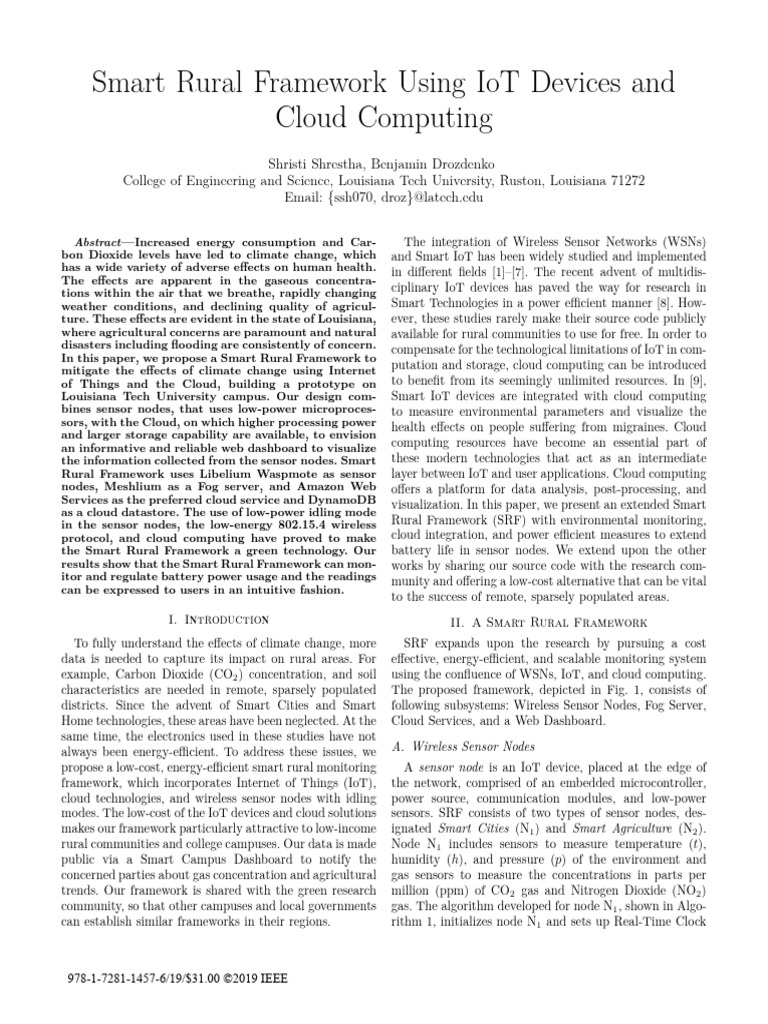 Smart Rural Framework for Climate Monitoring | PDF | Internet Of Things ...