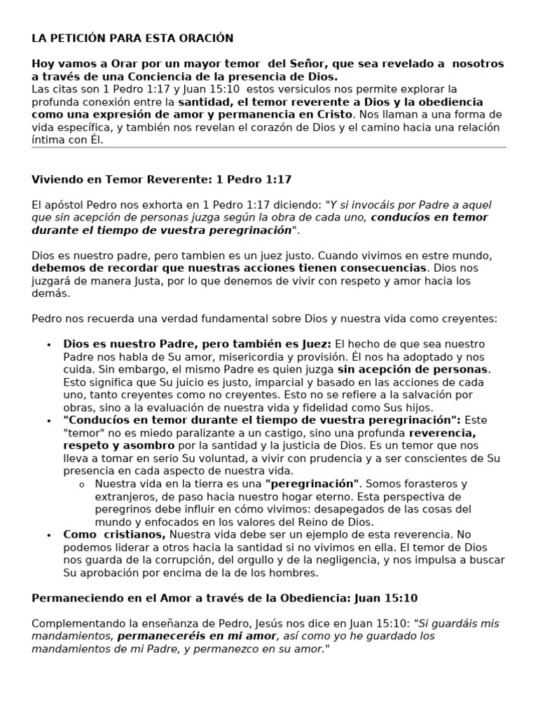 Temor Reverente y Obediencia a Dios | PDF | Amor | Cristo (título)