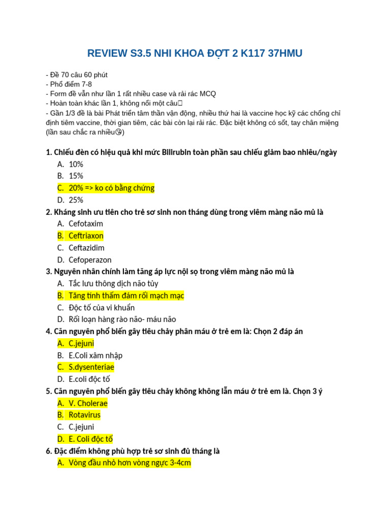 Review S3.5 Nhi Khoa Đ T 2 K117 37hmu 1 | PDF