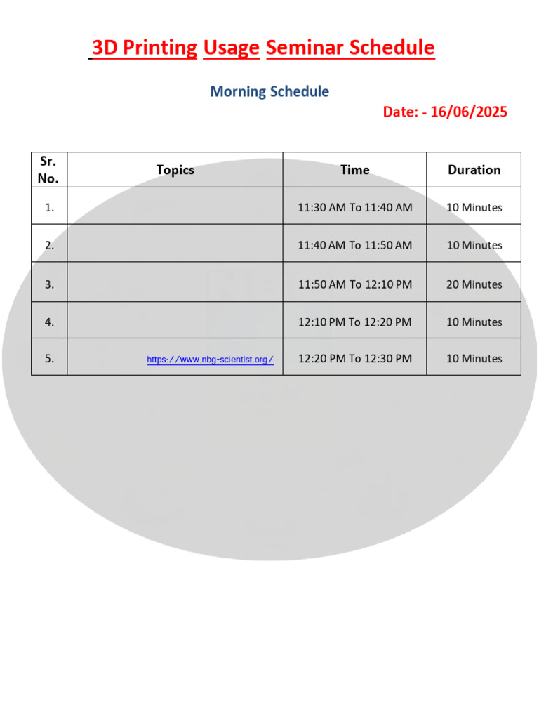 3D Printer Workshops Schedule (English) | PDF | Chess Theory | Chess