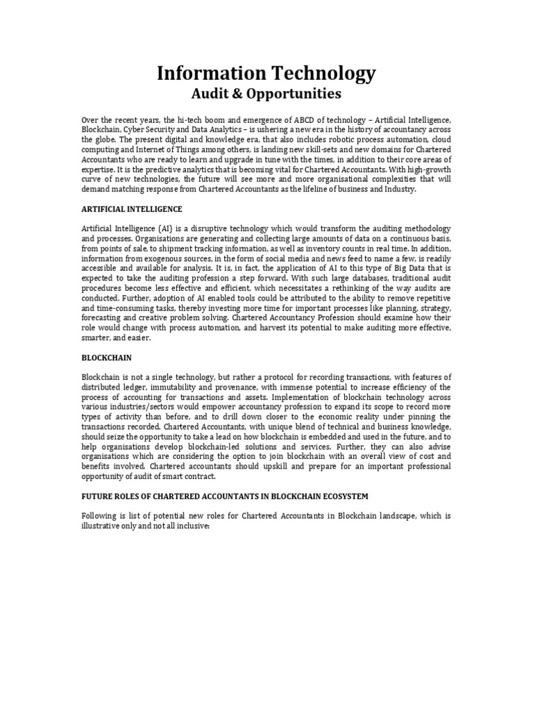 It Audit Trends Ai Blockchain Cloud Pdf Audit Information Security