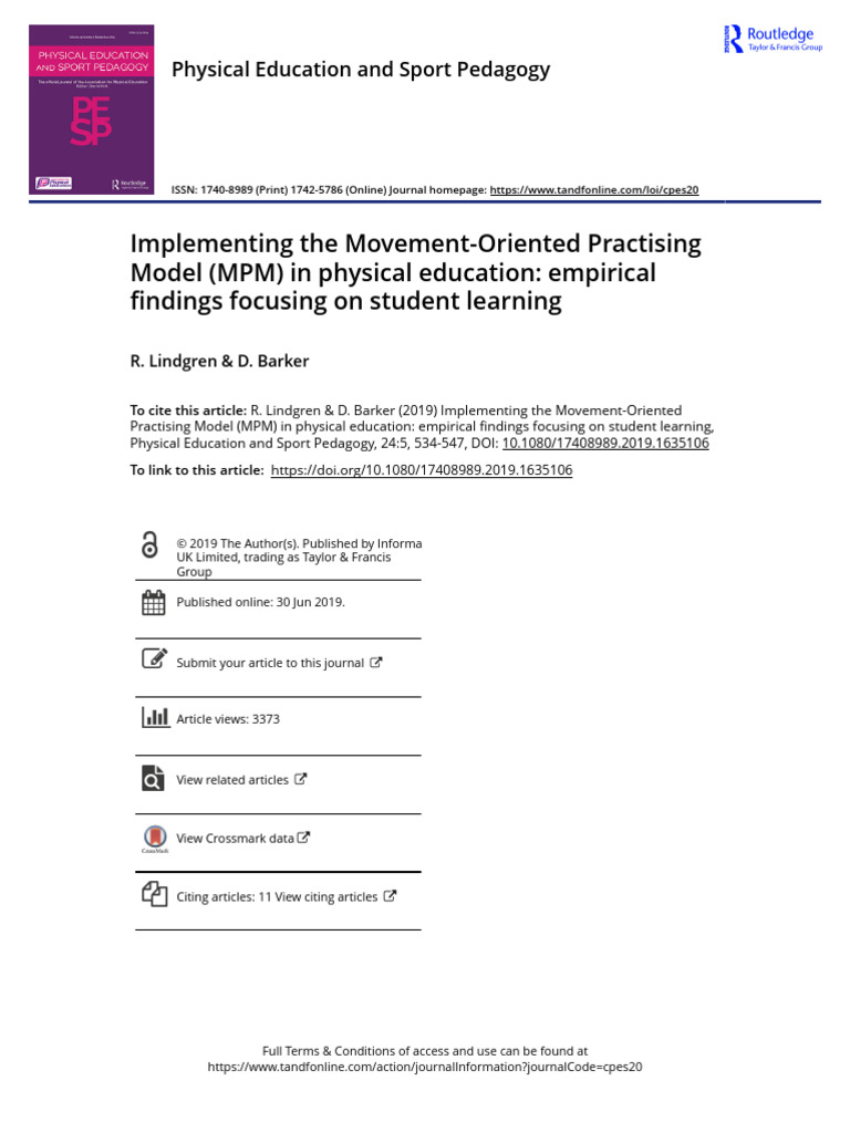 2019 - Implementing The Movement-Oriented Practising Model (MPM) in ...
