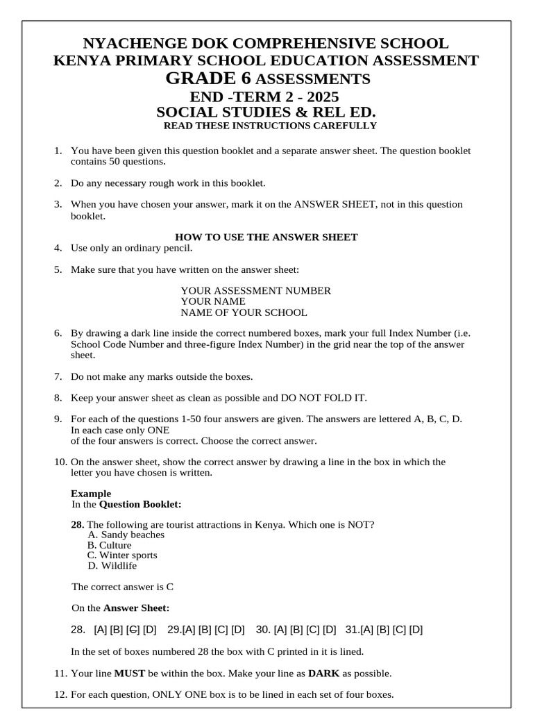 Grade 6 Social Studies Assessment 2025 | PDF | Jesus