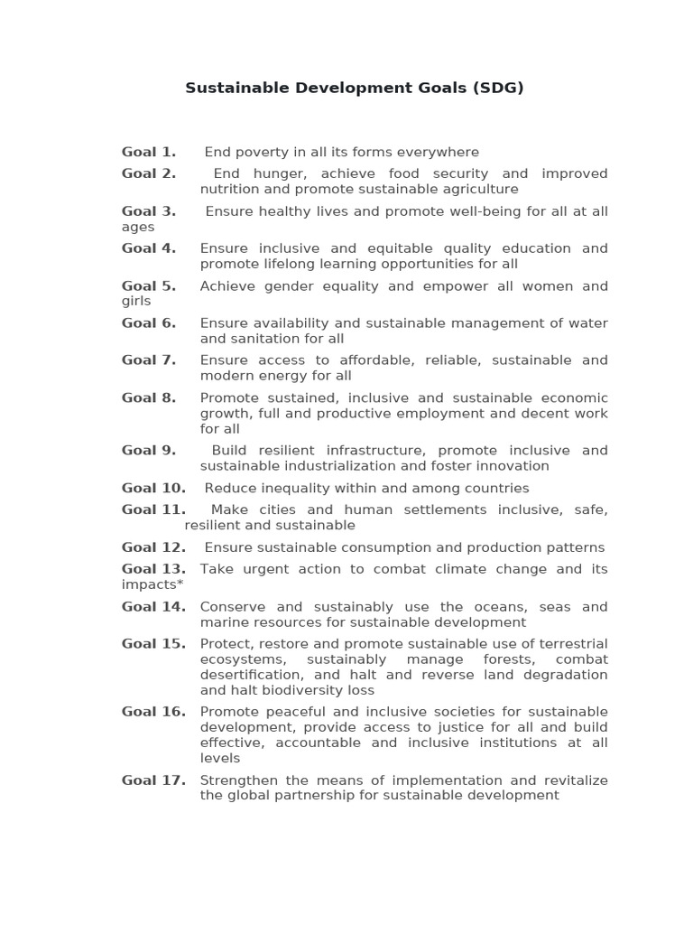 Sustainable Development Goals | PDF