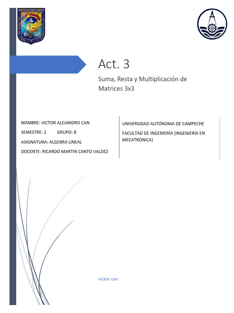 Act 3 Matrices 3x3 | PDF