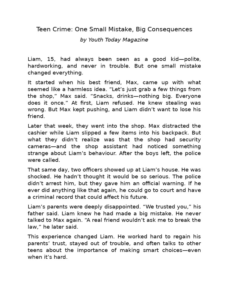 Teen Crime: Consequences of Peer Pressure | PDF