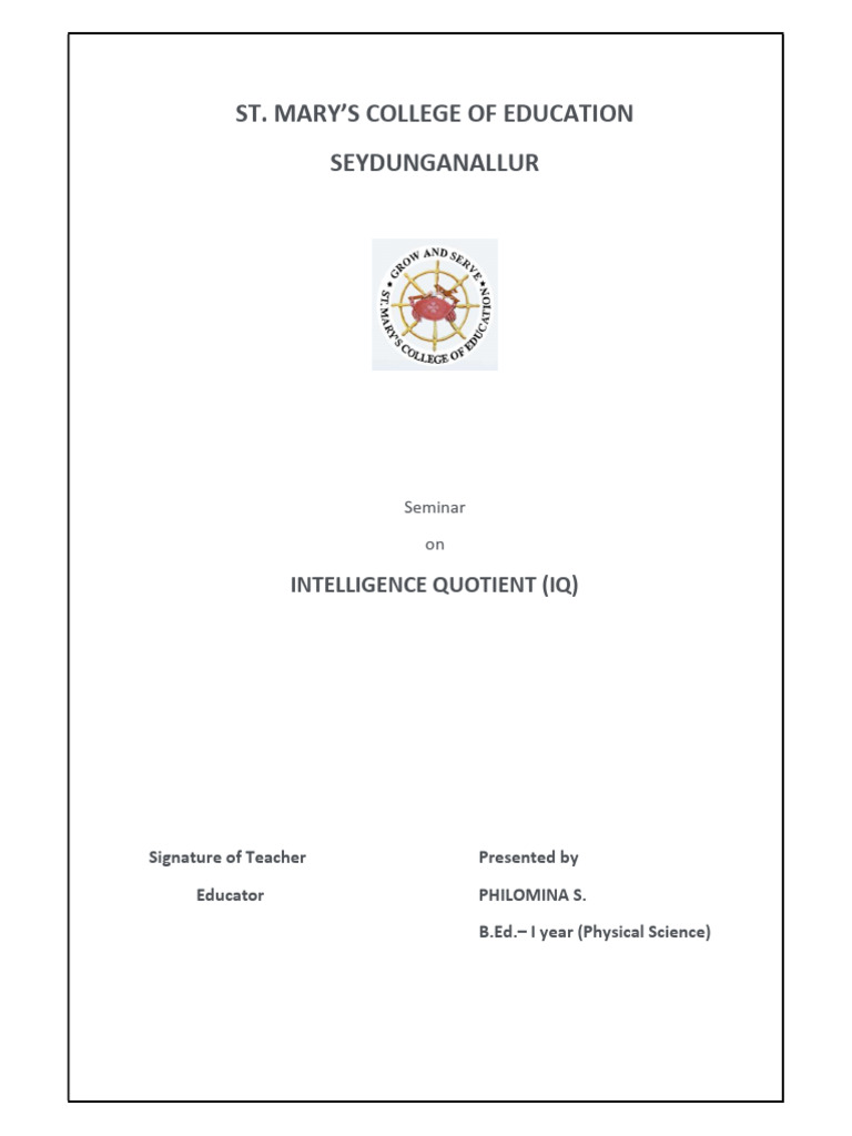 Understanding Intelligence Quotient (IQ) | PDF | Wechsler Adult ...