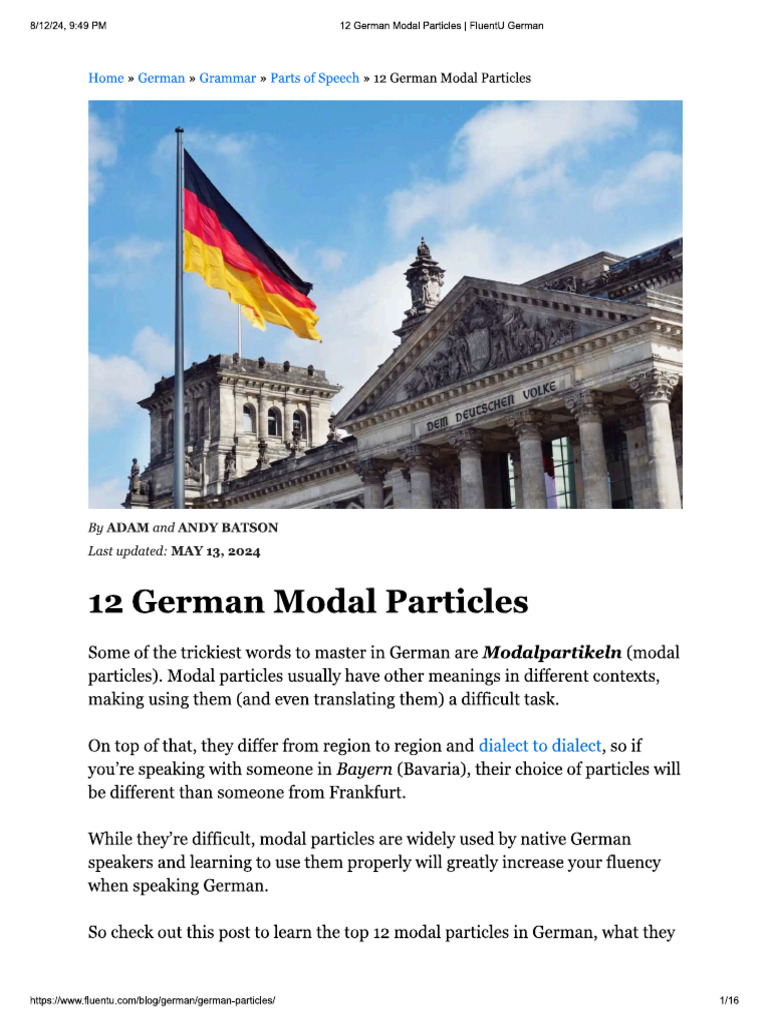German Modal Particles Explained | PDF