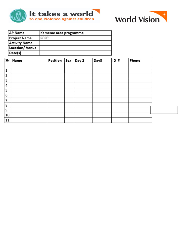 Attendance Sheet August | PDF