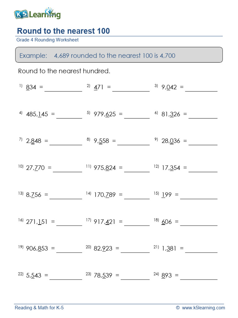 Grade 4 Rounding Worksheet | PDF