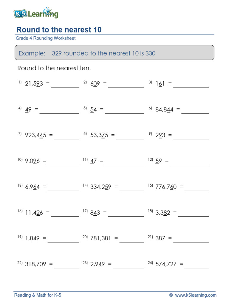 Grade 4 Round 3 Digit Numbers Nearest 10 C | PDF