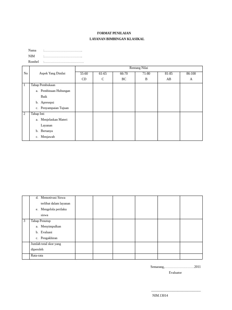 Format Penilaian | PDF